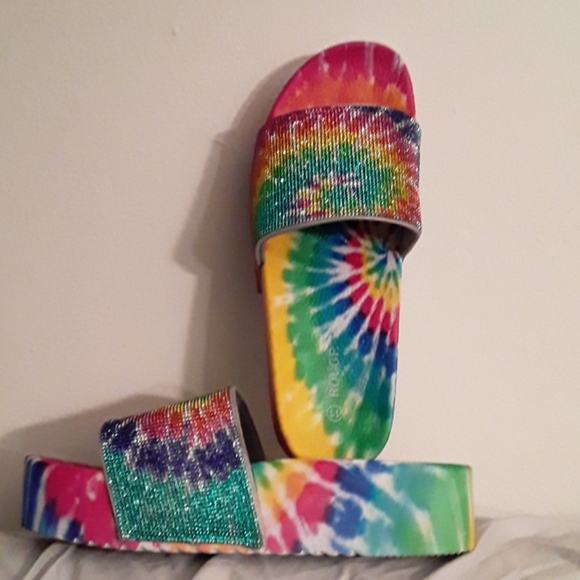 Rouge Helium | Shoes | Rhinestone Wedge Slides Sz 1 | Poshmark